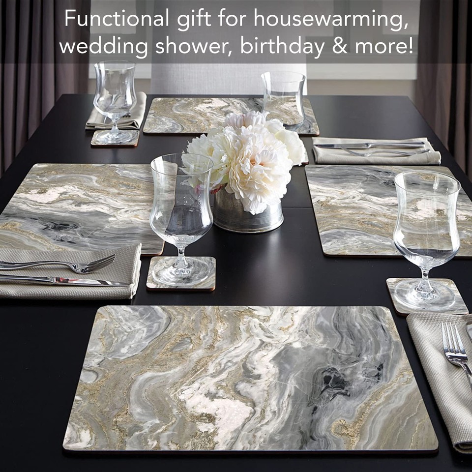 Quartz Premium Decorative Hardboard Tabletop Placemats 4-Pack ...