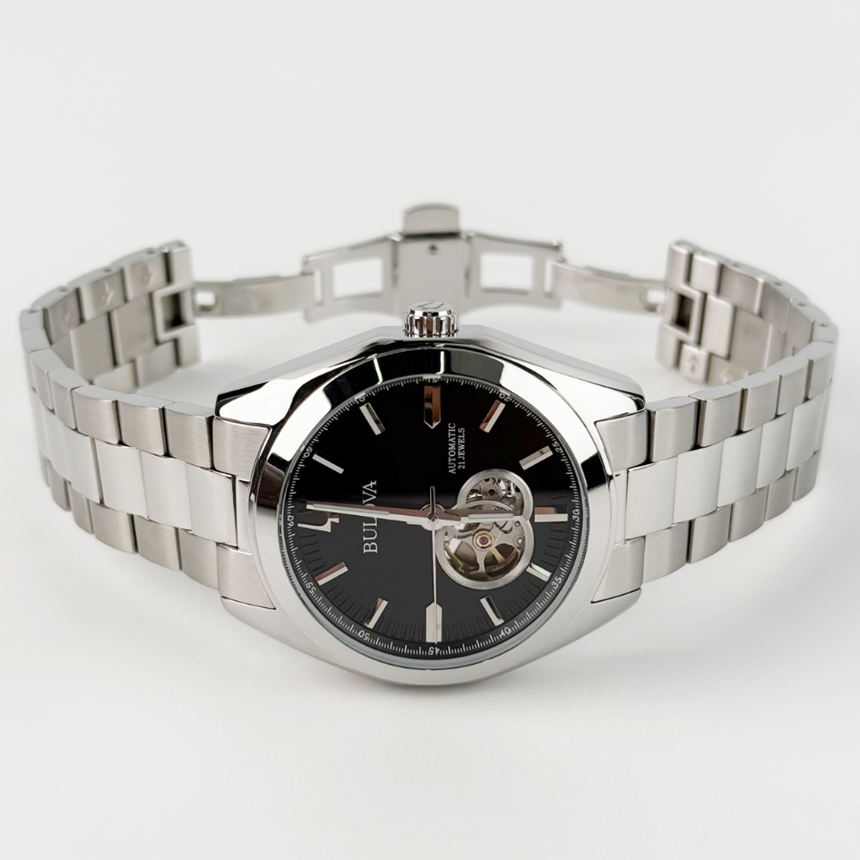 Bulova 96A270 Surveyor Black Men's watch Stainless Steel Automatic ...