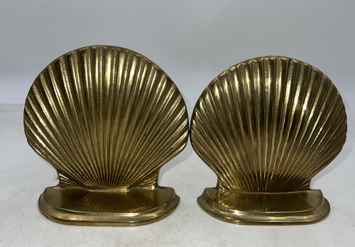 Vintage Brass Clam Sea Shell Book Ends Mid Century Modern Solid ...