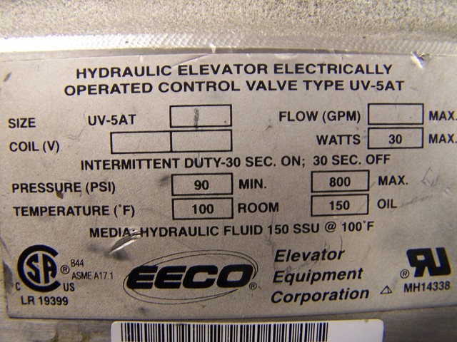 EECO Uv-5at Hydraulic Elevator Electrically Control Valve for sale ...