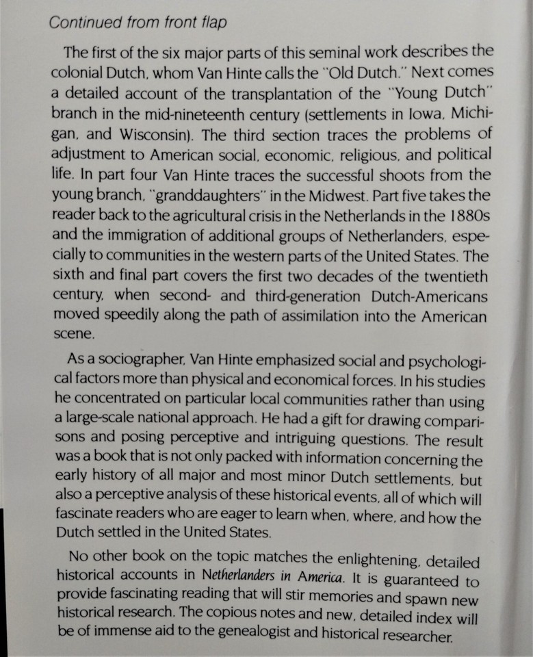 Netherlanders in America by Van Hinte - With Maps - Emigration in 19th ...