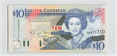EAST CARIBBEAN $10 Dollars 1994, DOMINICA, P-32d, Original UNC, QEII ...