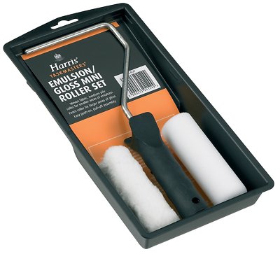 Mini Paint Roller Set with 4" Tray + 4 Inch Gloss and Emulsion Foam ...