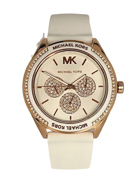 Michael Kors MK6945 40mm Rose Gold Stainless Steel Case with White ...