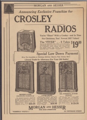 1937 Crosley Radio 4 Radio Models 5, 6 & 12 Tubes Shown - Burlington IA ...