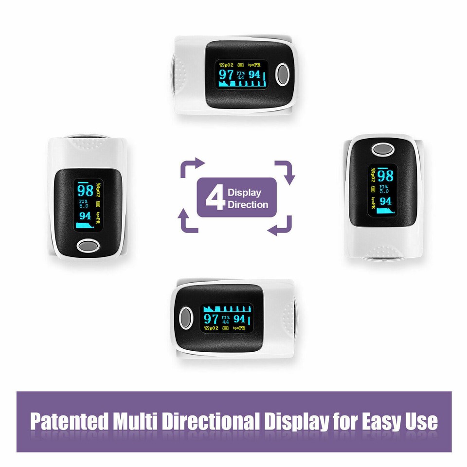 USA FDA Finger Pulse Oximeter Blood Oxygen Sensor O2 SpO2 Monitor Heart ...
