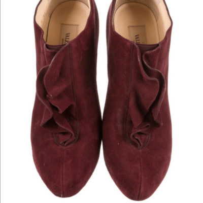 Valentino Suede Ankle Ruffle Lace-Up Booties | eBay