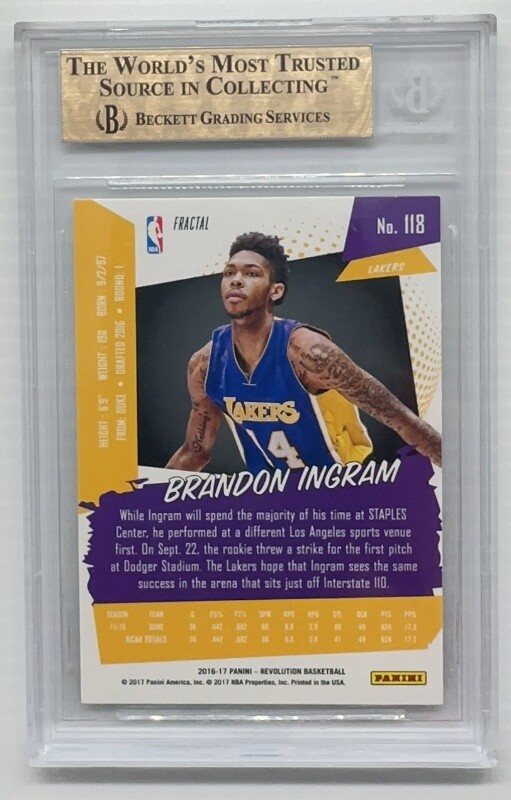 2016-17 Revolution Brandon Ingram Fractal Rookie RC #118 BGS 9.5 GEM ...