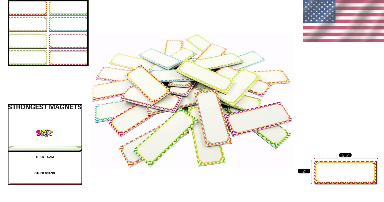 Vibrant 5.5" x 2" Magnetic Dry Erase Labels - 32 Pack for Home and ...