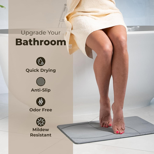 Stone Bath Mat, 23.6" x 15.3" (Rectangular), Enso Graphite | eBay