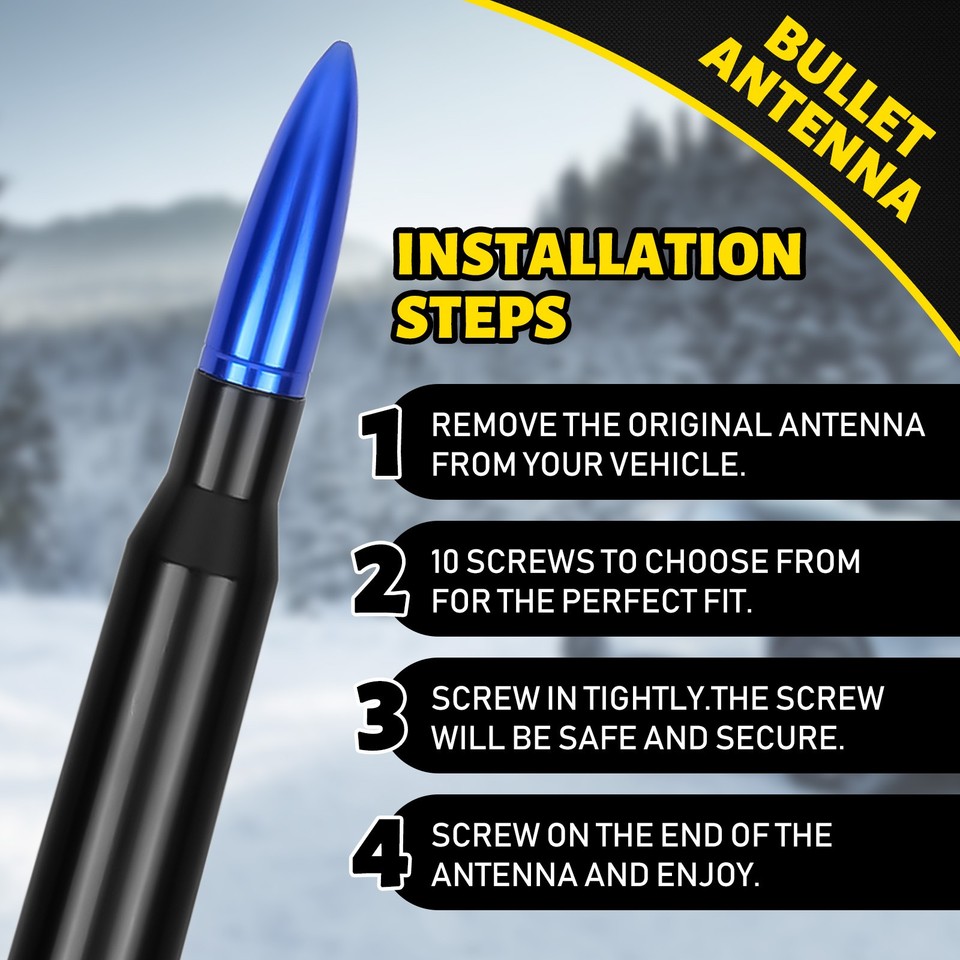 Bullet 5.3 Inch Black Blue Antenna Mast Radio FM/AM Fit for Jeep ...