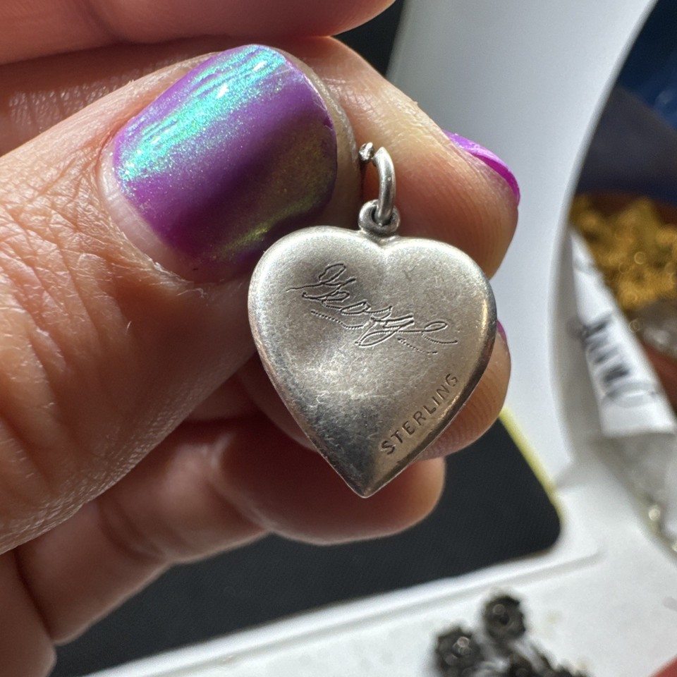 Vintage Repousse Sterling Silver Puffy Heart Charm | eBay