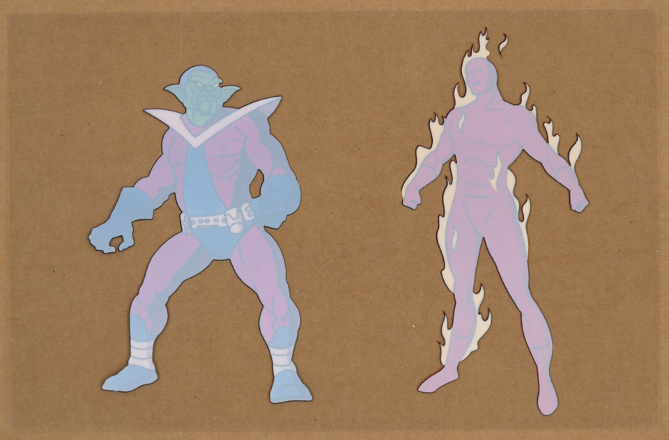 Human Torch Skrull Animation Cel Poster Pin-Up Art Marvel Action Hour ...