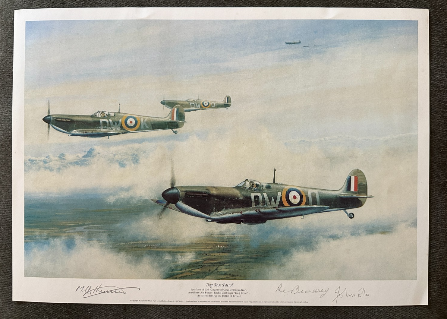 WW2 RAF BATTLE OF BRITAIN "DOG ROSE PATROL" SPITFIRE SGT R.A.BEARDSLEY ...