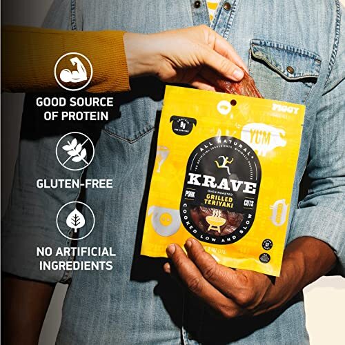 KRAVE All Natural Pork Jerky, Grilled Teriyaki - Protein Packed Snacks ...