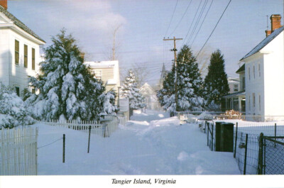 VTG PC TANGIER ISLAND VA CHESAPEAKE BAY SNOW MAIN ST WINTER STORM FEB ...
