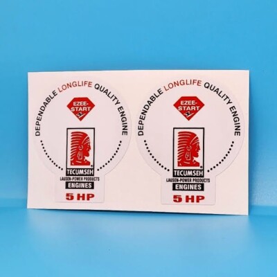 DECALs for TECUMSEH ENGINE 5 HP (Pair) , Vinyl STICKER, "Balloon Decal ...