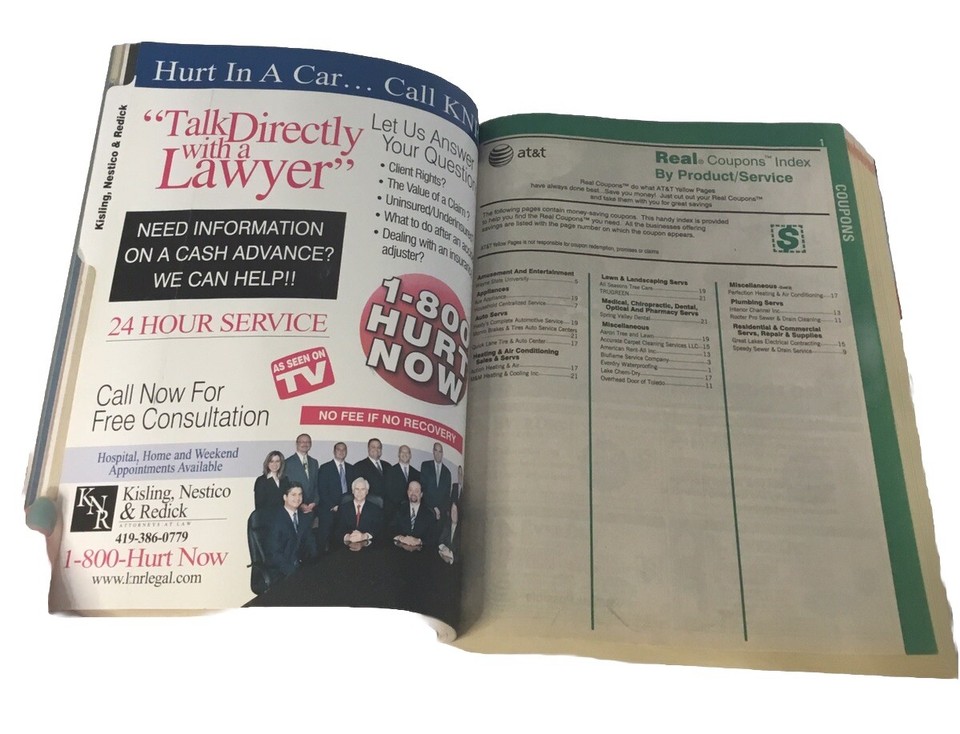 Thick Toledo Ohio City Telephone Directory Phone Book White & Yellow ...