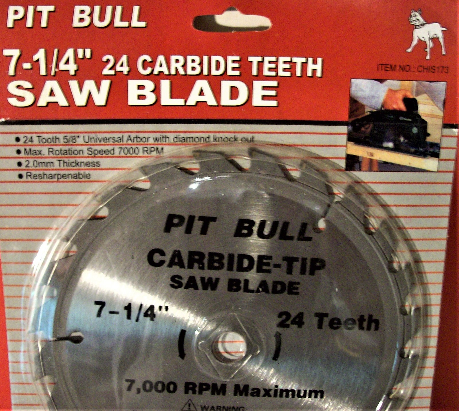 2 Packs 7 1/4-Inch 24-Tooth Carbide Tipped, 5/8-Inch Saw Blade PIT BULL ...