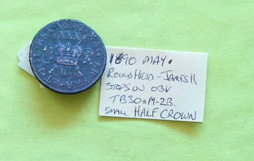 1690 Ireland Gunmoney HALF CROWN (MAY.) - James II Copper/Brass Irish ...