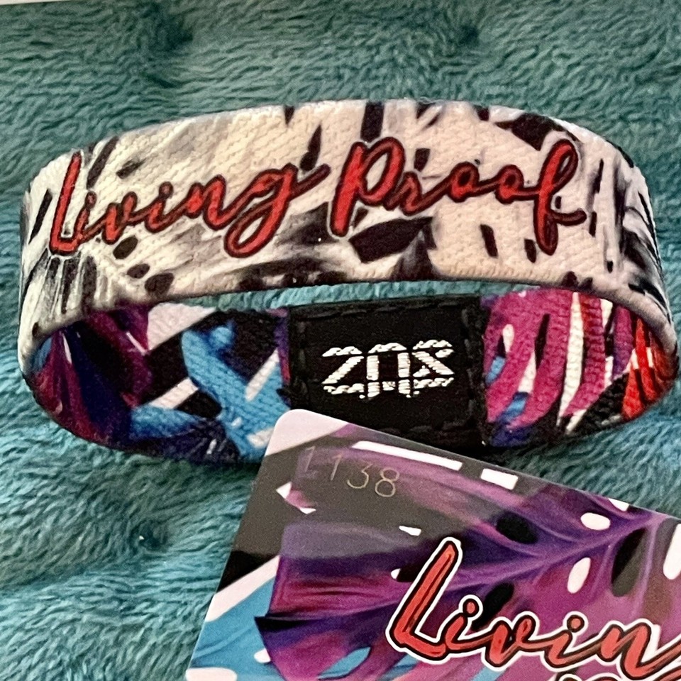 ZOX Silver Single *LIVING PROOF* #1138 Reversible Wristband with Card ...