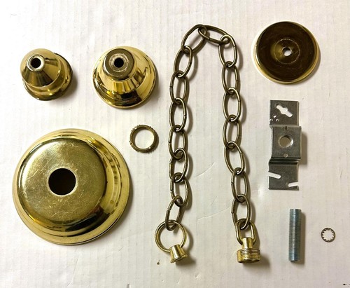 5" Ceiling Fixture Canopy with Chain Hardware Parts Brass Look 1992 | eBay