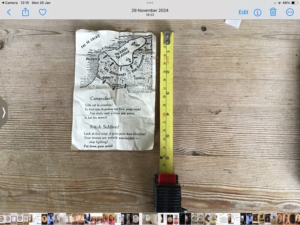 German Surrender Leaflet dropped on Dunkirk 1940 .For British /French ...