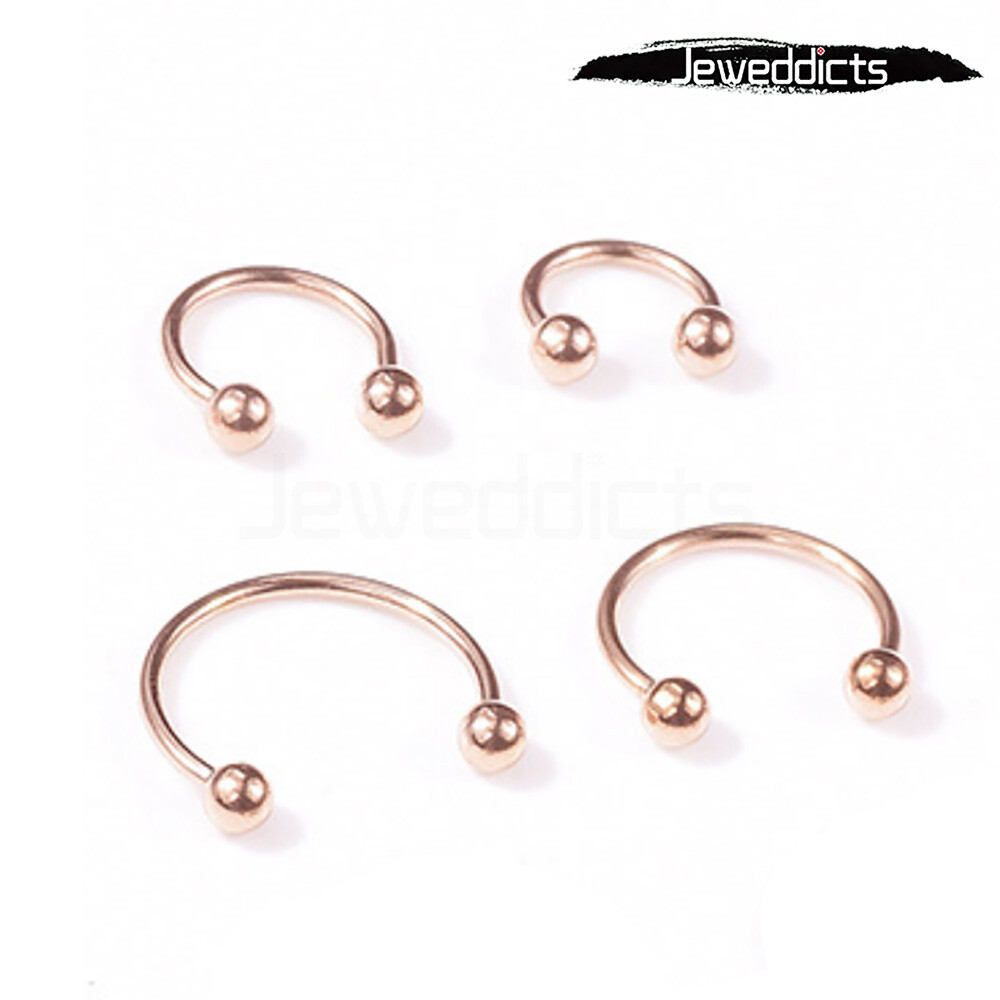 1 Pair Rose Gold Labrets Eyebrow Horseshoe Rings Piercing Ear Lip Body ...