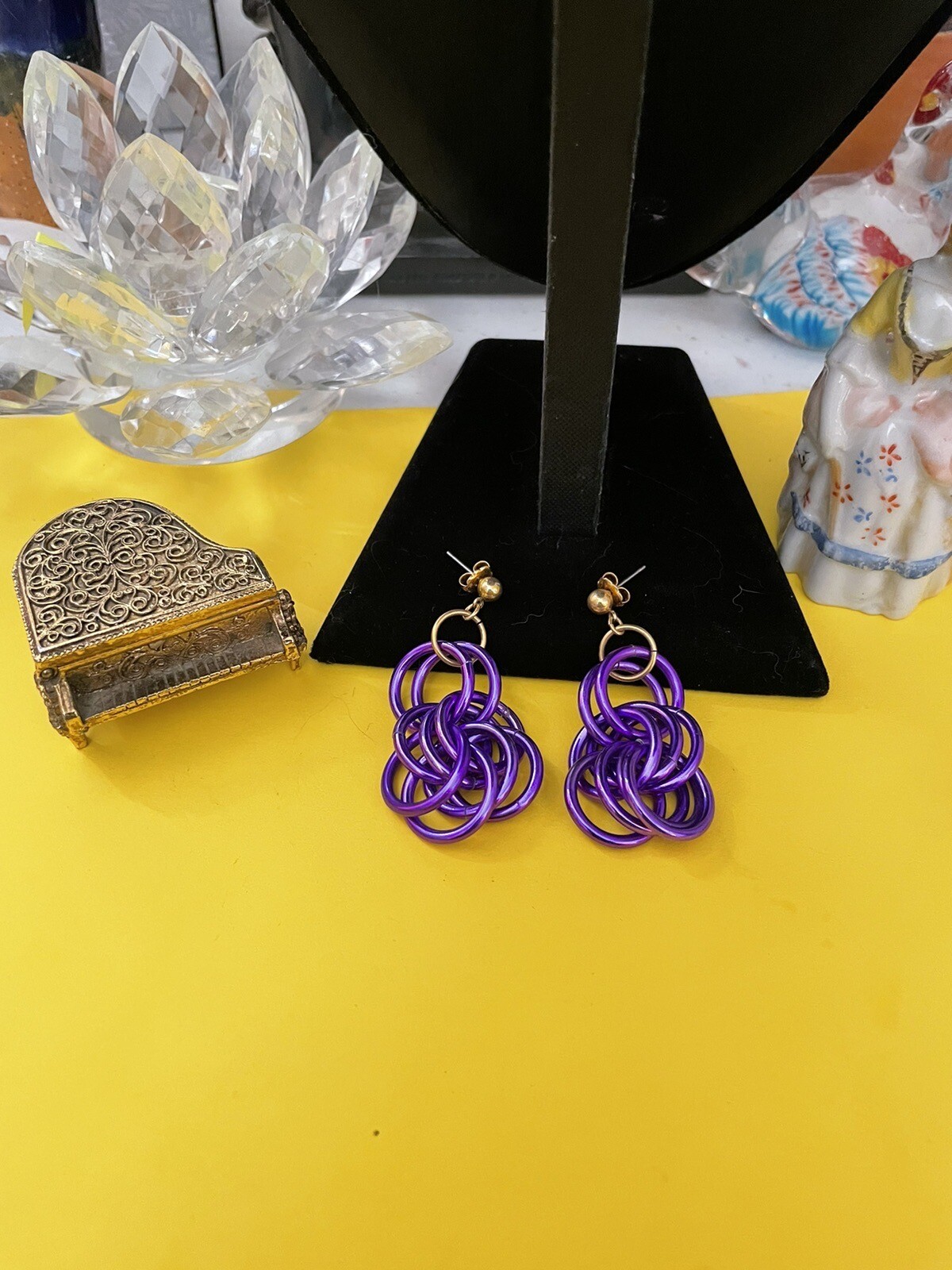 Vintage Avon Loop De Loop Earrings Purple Dangle Pierced 1993 Circles ...
