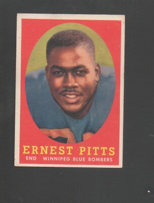 1958 Topps CFL Canadian Football Card #78 Ernest Pitts-Winnepeg Blue ...