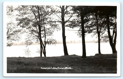 POSTCARD RPPC Cowden Lake Coral Michigan 1940 Cottages Opposite ...