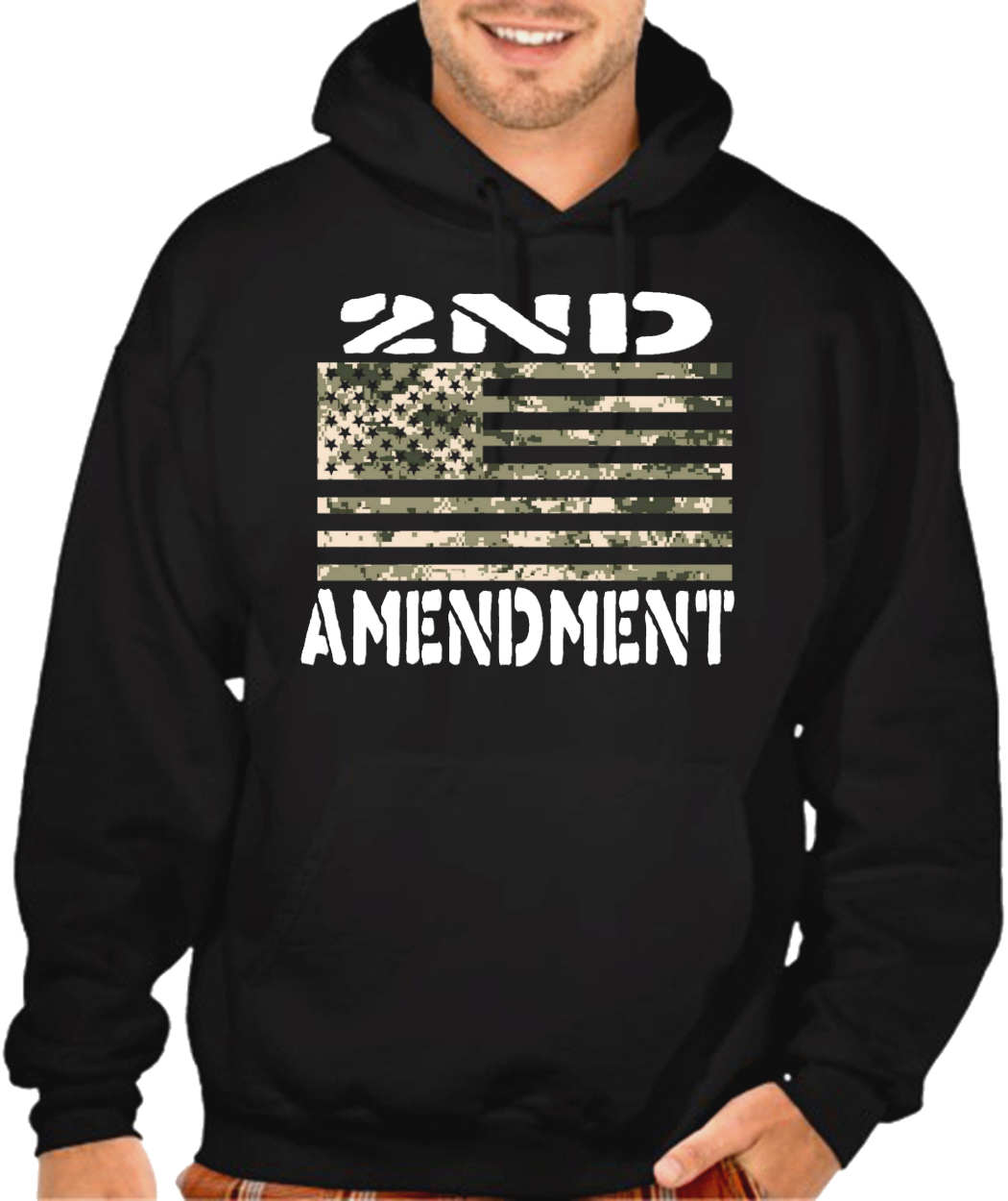 Men's 2ND AMENDMENT Camo US Flag Black Hoodie American USA Beast Army ...