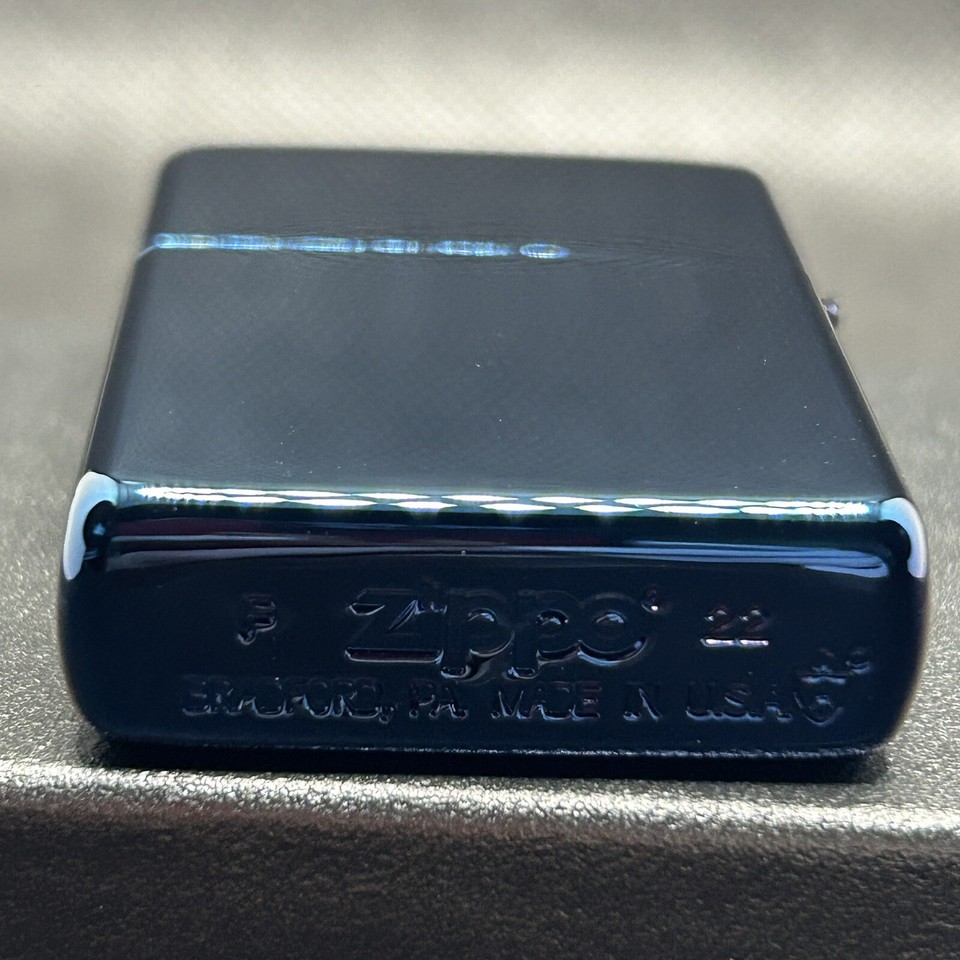 Zippo Armor Case Titanium Blue Side Logo Oil Lighter Etching Brass ...