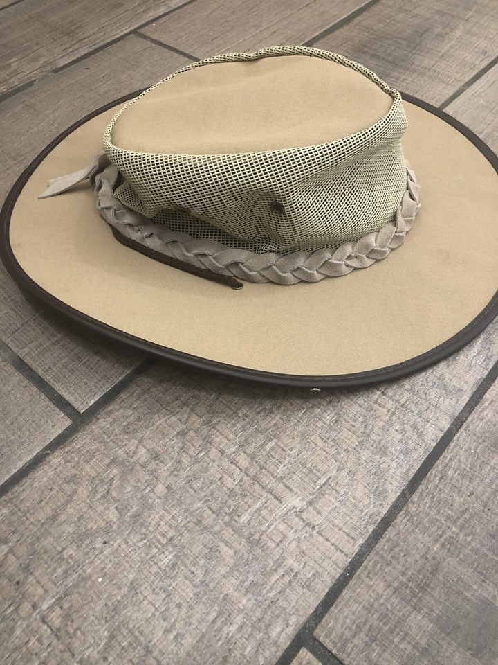BARMAH Safari Outback Canvas Drover Airflow Vented Hat 1057 Beige/Tan ...