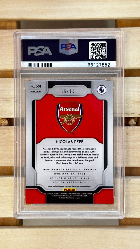 2019-20 Prizm EPL Soccer NICOLAS PEPE RC Rookie #6/10 GOLD Arsenal PSA ...