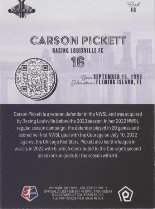 2023 Parkside NWSL Vol. 1 Carson Pickett #48 for sale | eBay