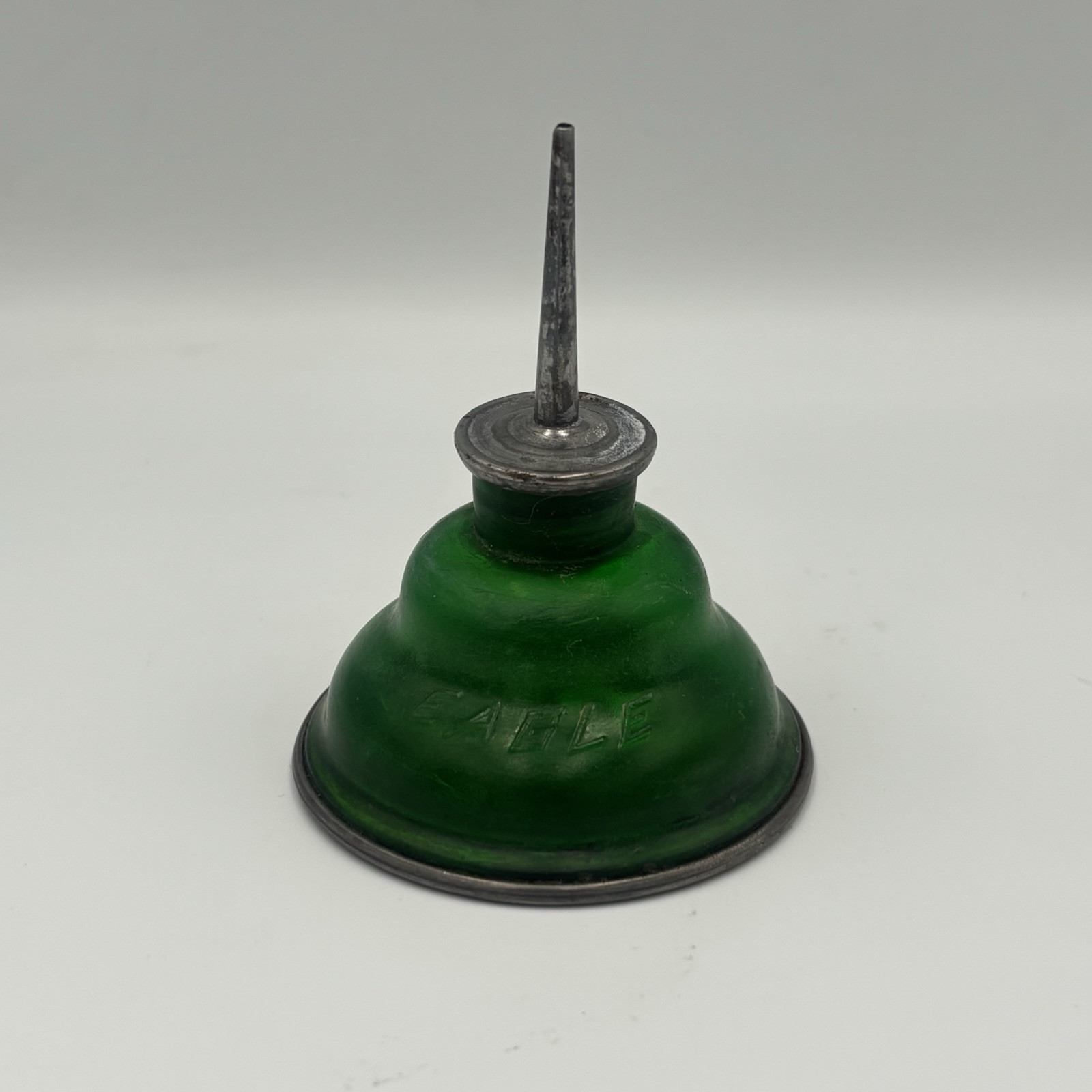 Vintage Eagle Oil Can Small Handy Oiler Green Translucent Plastic Thumb ...