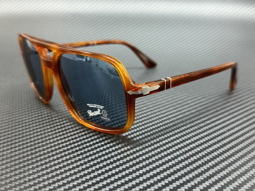 PERSOL PO3328S 96 56 Terra di Siena Brown Blue Men's 58 mm Sunglasses ...