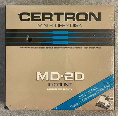 Certron Mini Floppy Disk MD-2D 5.25" Disks Double sided 10 Count Sealed ...