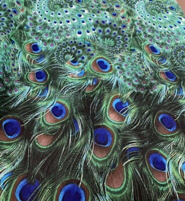 Peacock Printed Korean chiffon fabric by the yard | eBay