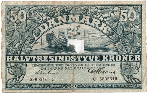 Denmark 50 Kroner 1942 Banknote Circulated | eBay
