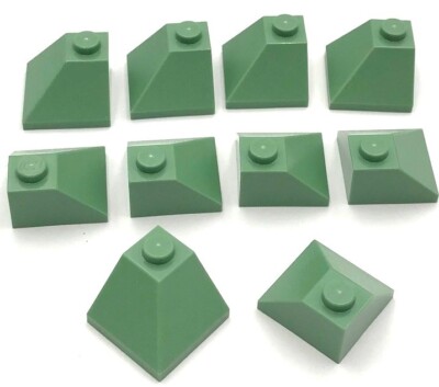 Lego 10 New Sand Green Slope Sloped 45 2 x 2 Double Convex Corner Parts ...