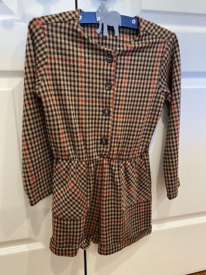 Zara Girl’s Houndstooth Checkered Romper Shorts Overall Dress Sz 8 | eBay