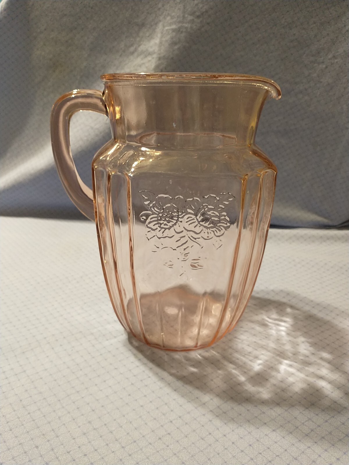 PINK DEPRESSION GLASS PITCHER OPEN ROSE HOCKING GLASS 6T 4A 6.25 W 37 ...