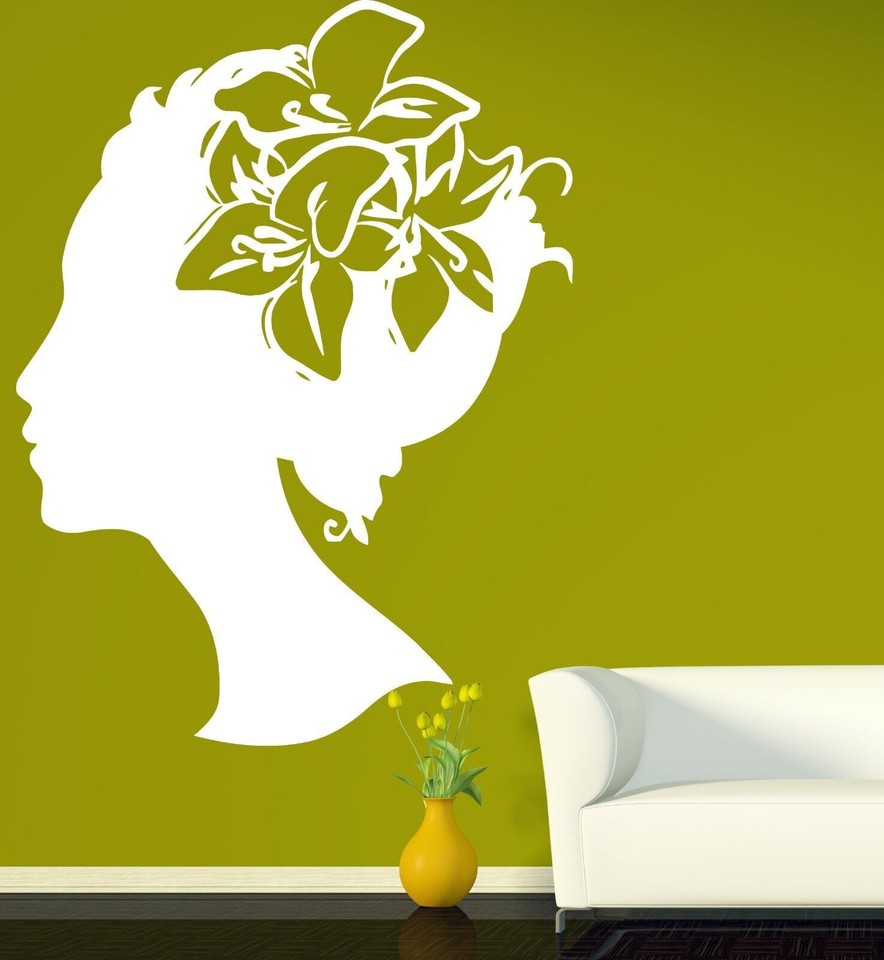 Wall Vinyl Sticker Decal Portrait Beautiful Woman Magnificent Profile ...