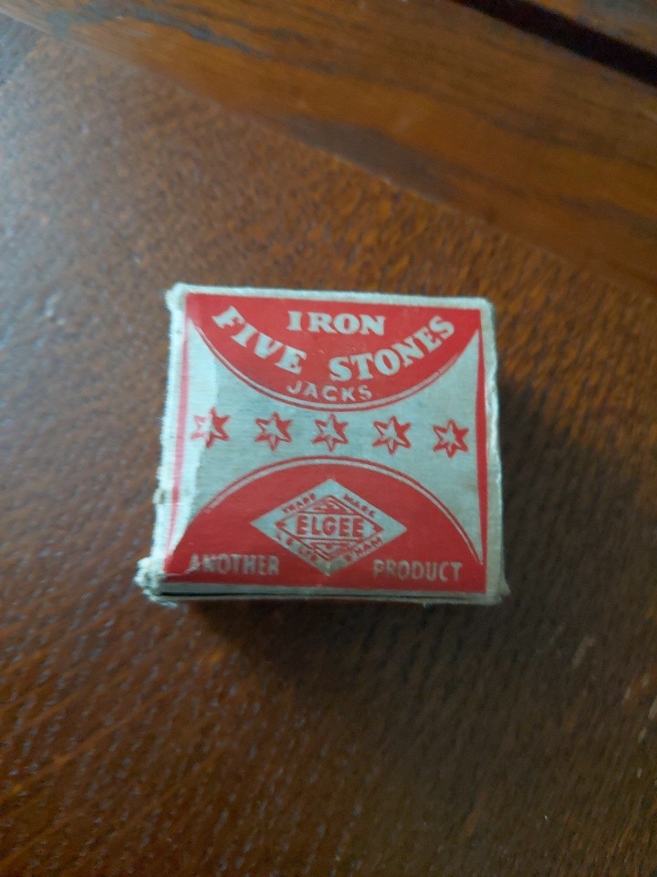 Vintage Elgee Five Stones Jacks 5 Iron Jacks With Ball In Box | eBay UK