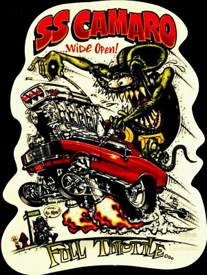 HOT ROD STICKER”SS CHEVY CAMARO🔥RAT FINK FULL,THROTTLE”2 3/4 X 3 3/4”UV ...