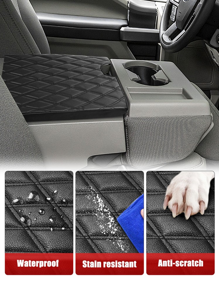Fit 15-26 Ford F150 Jump Seat Middle Console Lid Armrest Cover Cushion ...