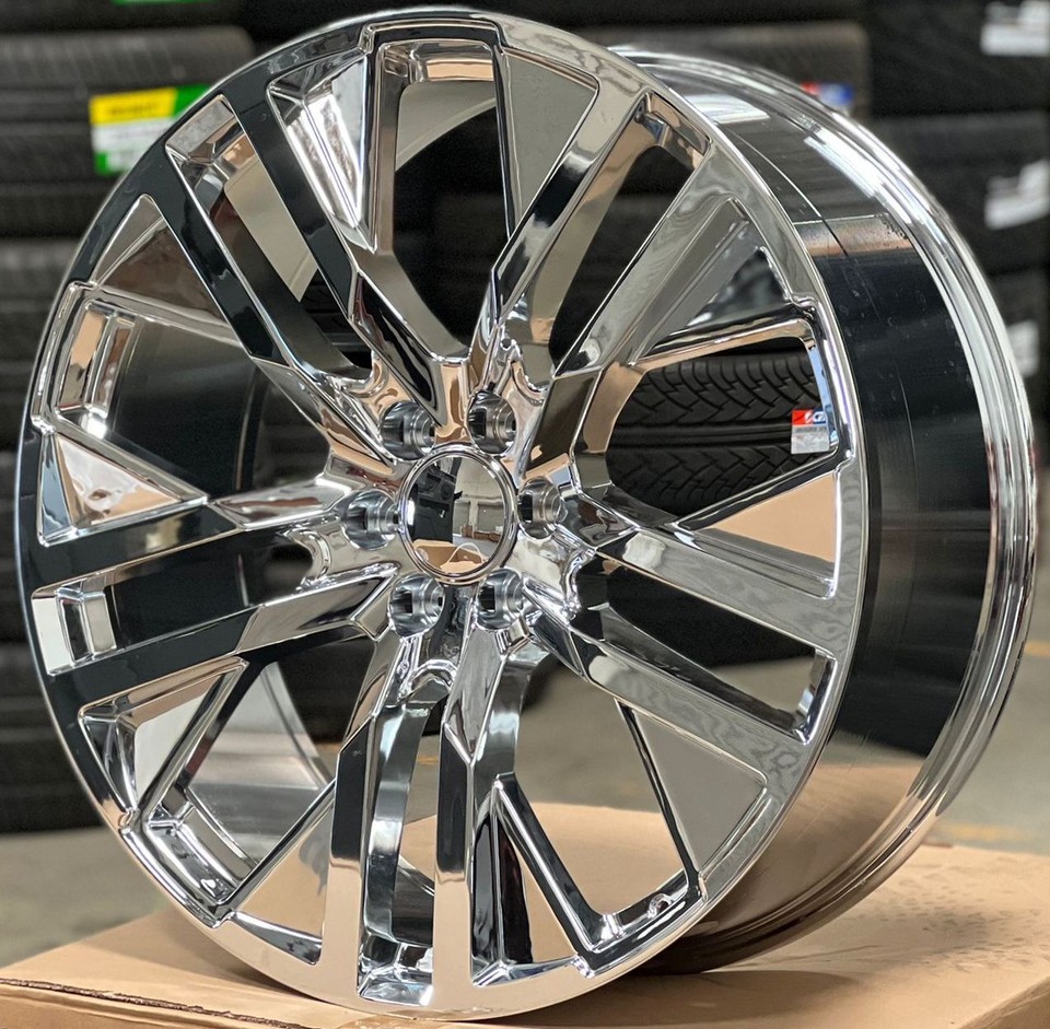 24 GMC Replica Rims Chrome Wheels Tires Fit Tahoe LTZ Sierra Yukon ...
