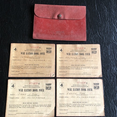 Lot Of Four WW2 Era Ration Books, Book 4 With Stamps With Leather Case ...